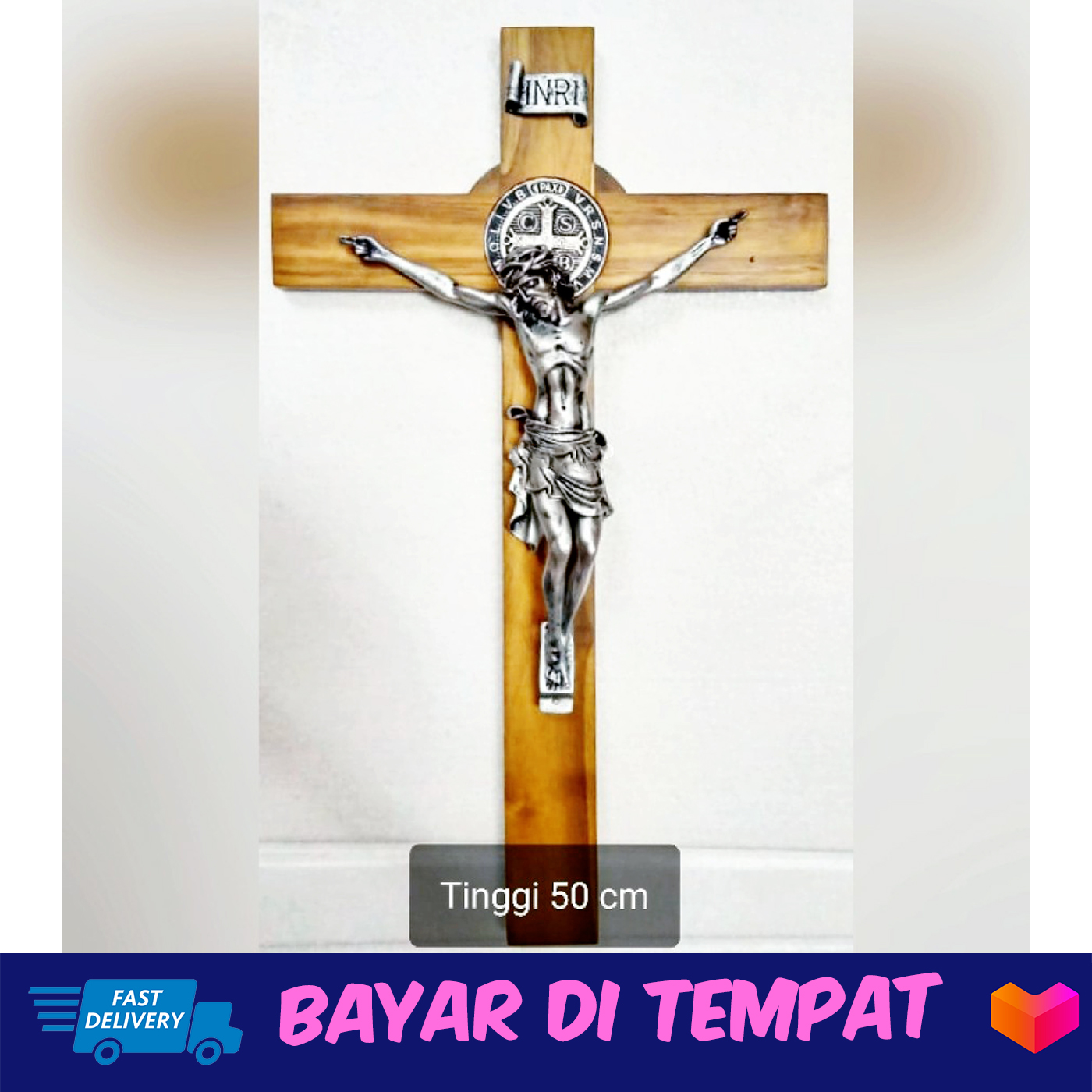 Salib Dinding Yesus Kayu Jati 50 cm Ukuran Besar | Lazada Indonesia