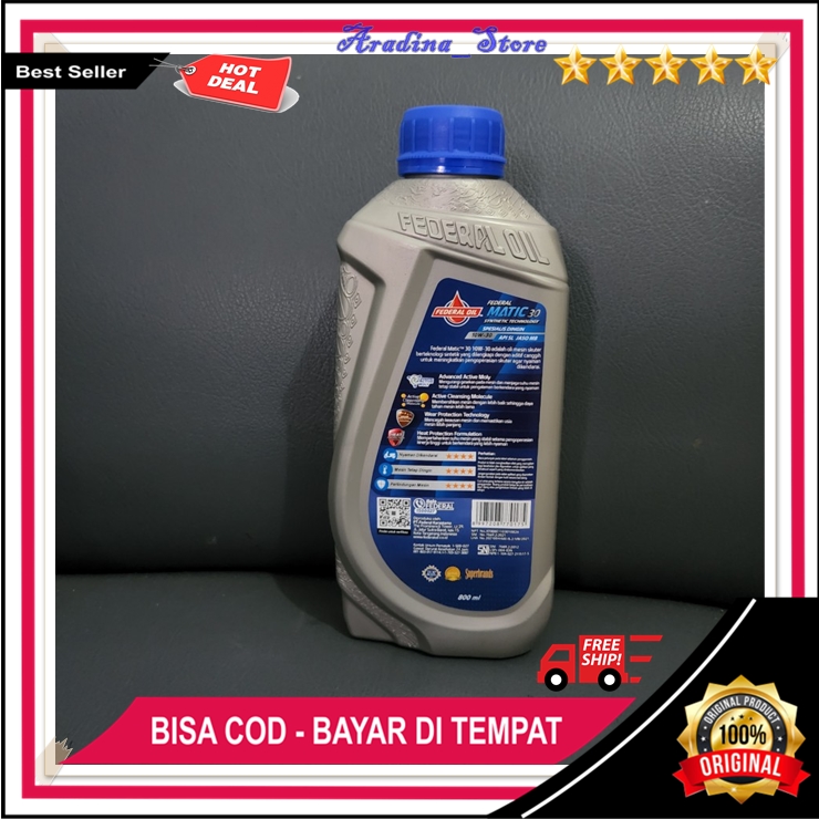 Oil Matic Federal 10W-30 0.8L 800ml x 24 Botol Perdus ORIGINAL Oli ...
