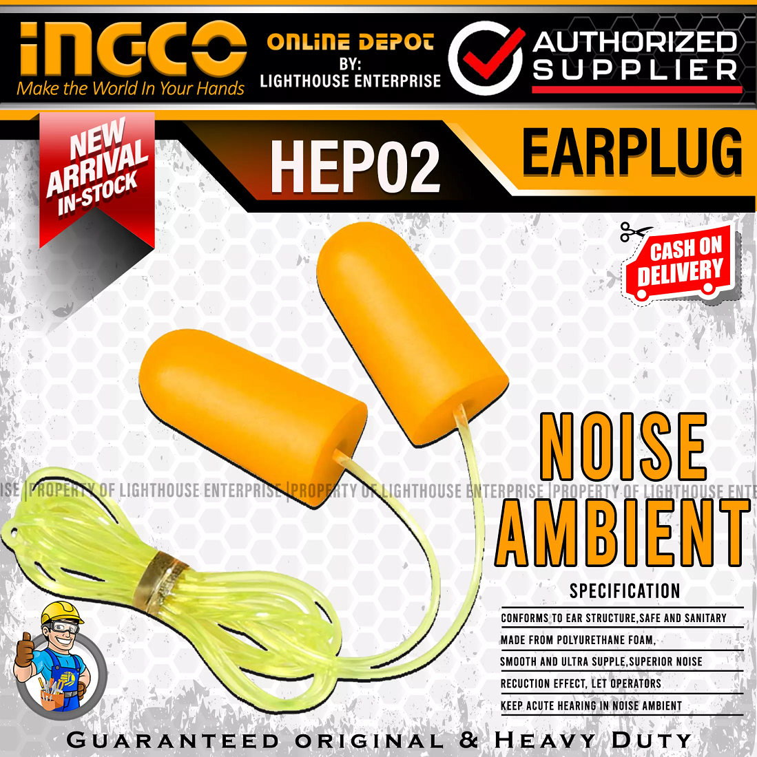 INGCO HEP-02 EAR PLUG - SUMBAT SUMPAL TELINGA SAFETY - FOAM PU | Lazada ...