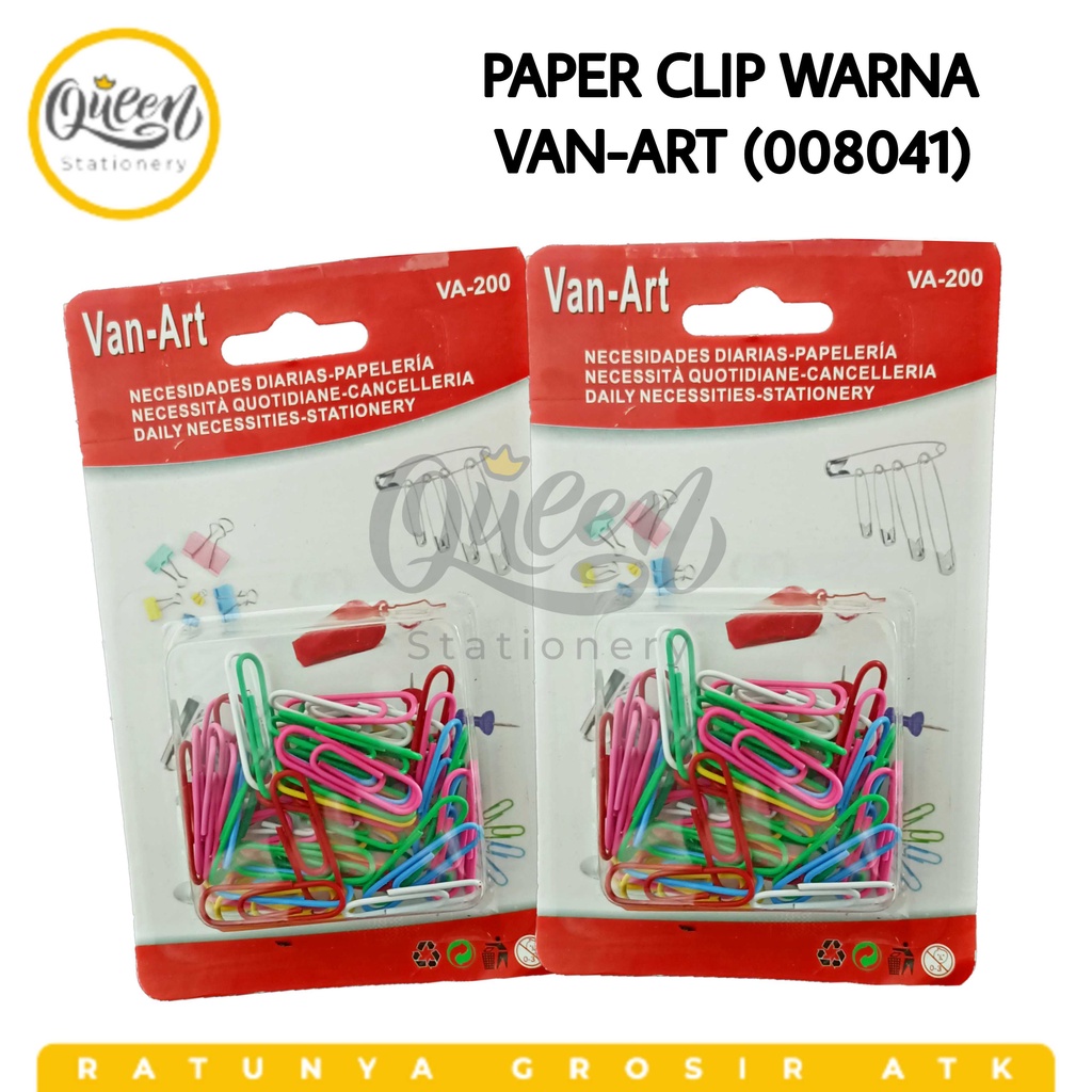 1 PAK PAPER CLIP VAN-ART / PAPERCLIP / PENJEPIT KERTAS WARNA / KLIP ...