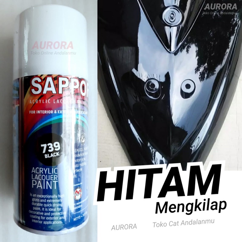 Sapporo Black 739 / Hitam Mengkilap 300ml Cat Semprot Pilok Pylox Pilox ...