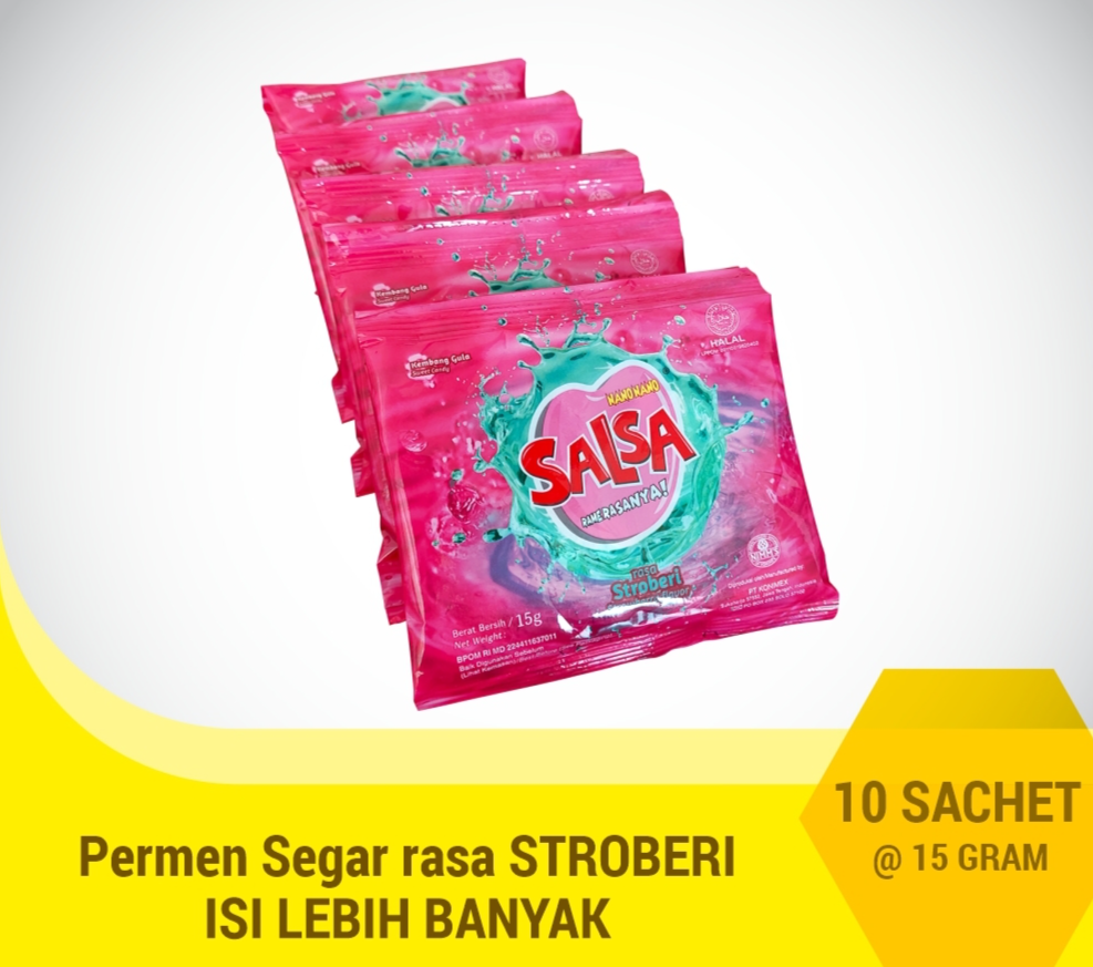 PER 10 BUNGKUS PERMEN NANO NANO SALSA PER BUNGKUS 15GR RASA STRAWBERRY ...