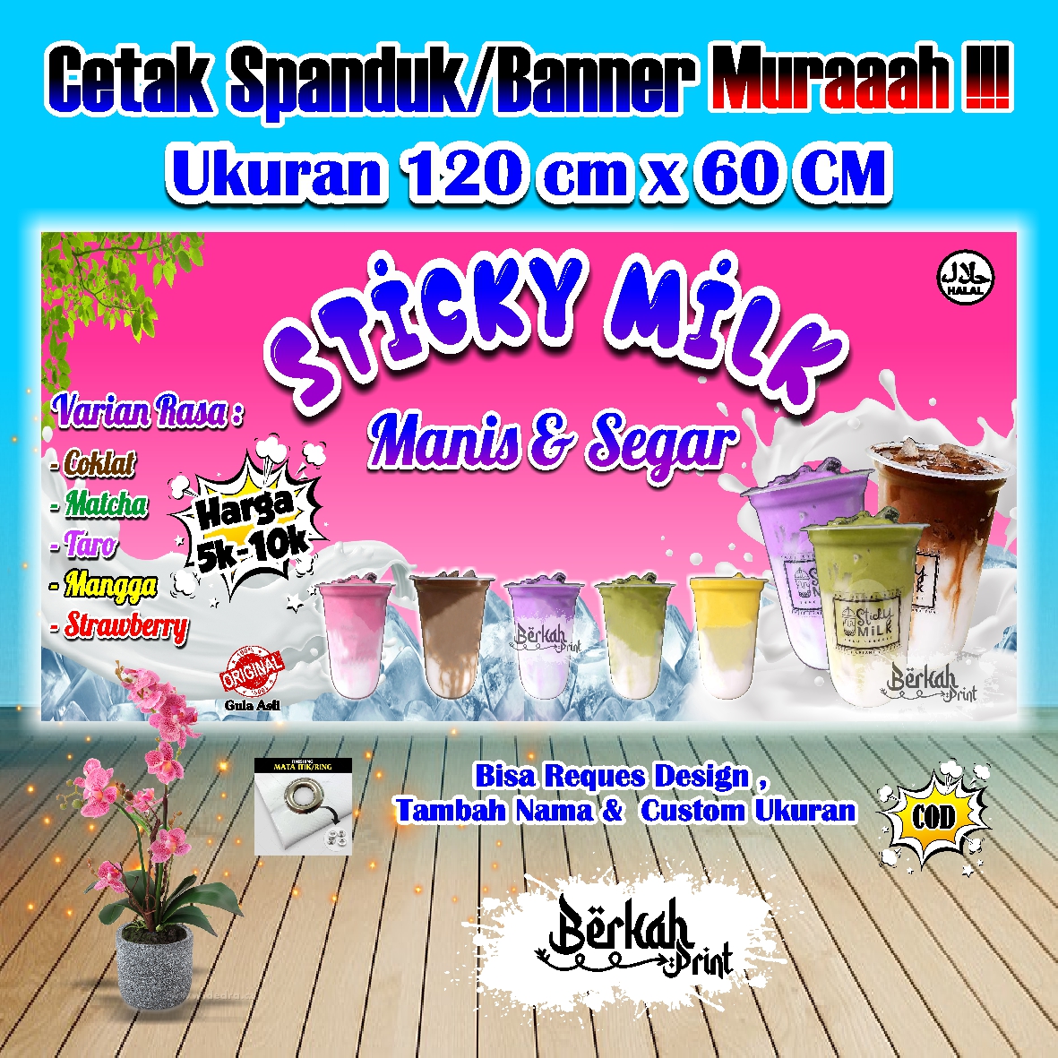 Spanduk Banner Sticky Milk ukuran 120 cm x 60 cm | Lazada Indonesia