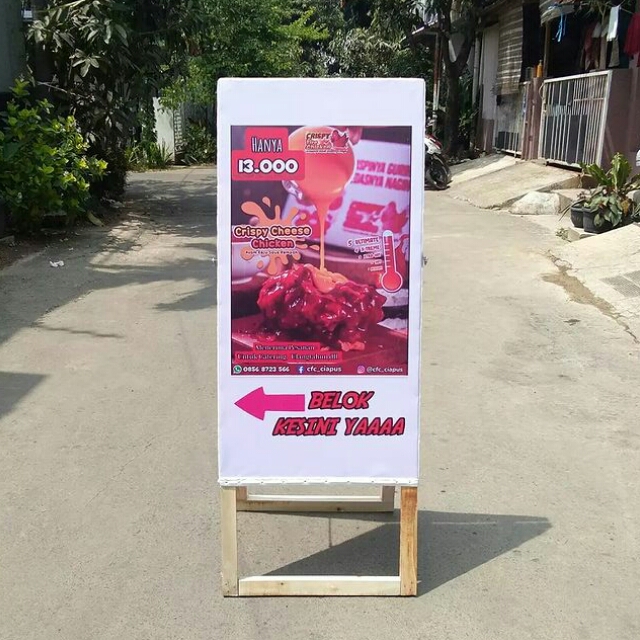 Standing Banner Kayu Ukuran Rangka 130x55 cm Slot Banner 100x55 cm ...