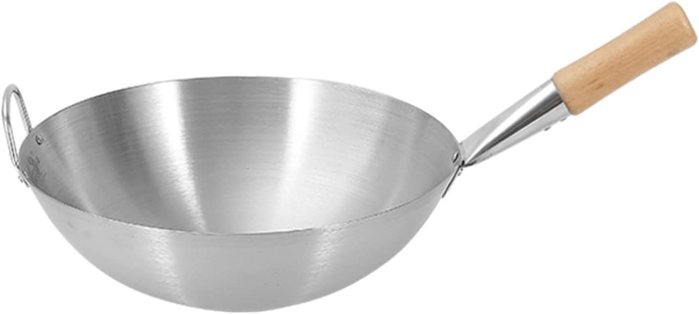 Wajan Wok Penggorengan Stainless Steel Gagang Kayu - 36 cm | Lazada Indonesia