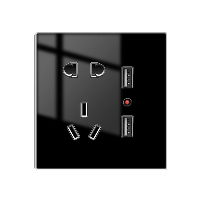 Soket saklar dinding SHINY BLACK PREMIUM, hitam mengkilat 1/2/3 Gang 1 ...