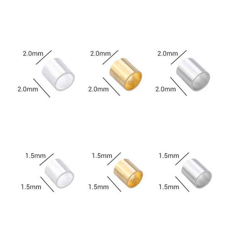 1.5 2.0mm 3 Colors Copper Tube Crimp End Beads Kit Spacer Beads for ...