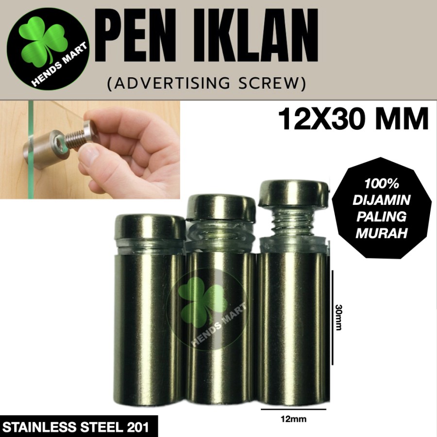 PEN IKLAN 12x30 Stainless / Baut Akrilik Baut Kaca Sign Board 12x30mm ...