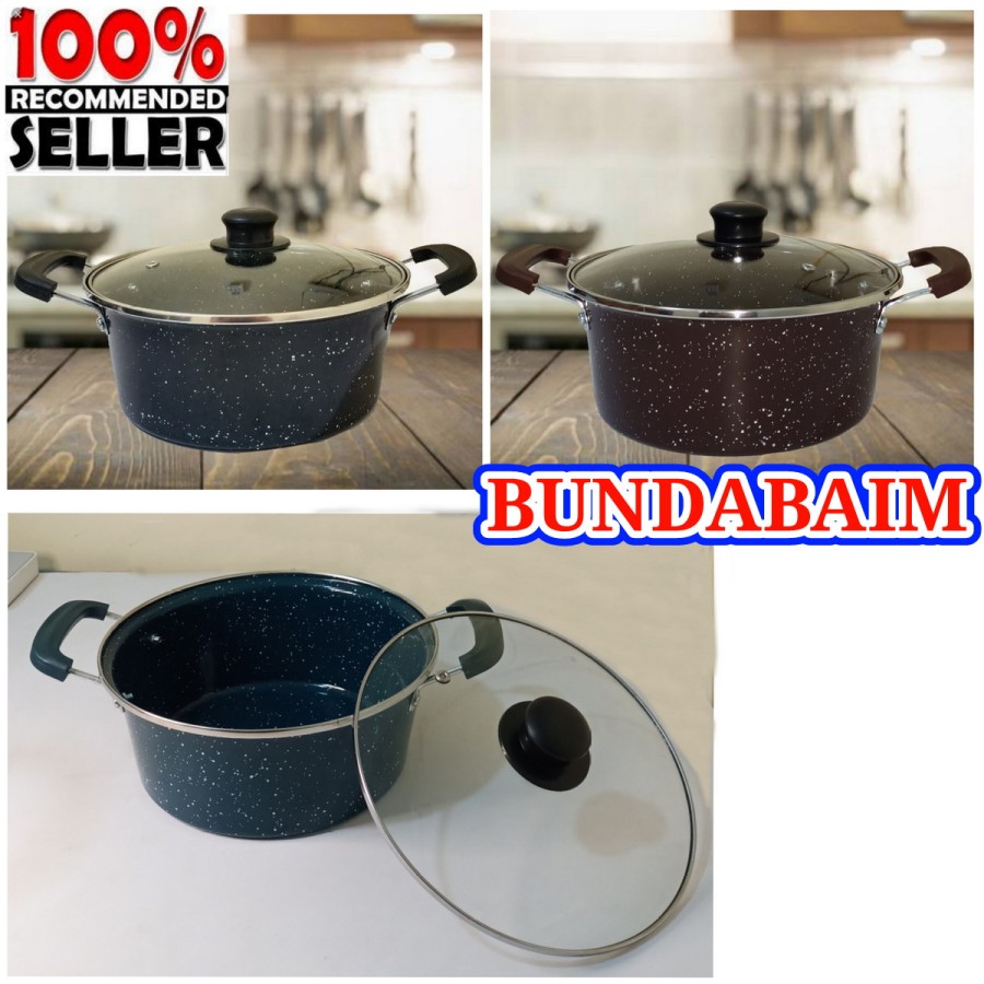 PANCI KUAH 24CM GSE TG24 / WAJAN ENAMEL MANGKOK TUTUP KACA SERBAGUNA ...
