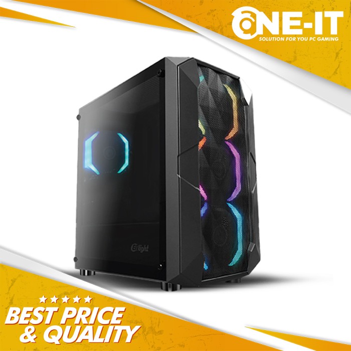 Casing ENLIGHT BLACK SILVER ATX Mid Tower Gaming Case | Lazada Indonesia