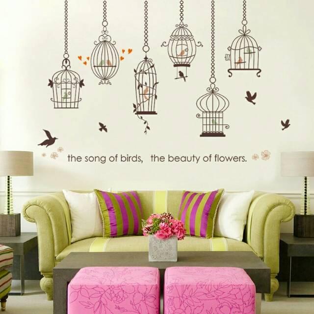 ACIL WALL STICKER SANGKAR BURUNG GANTUNG BIRD CAGE HANGING SK9088 ...