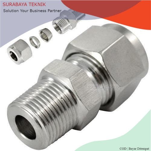 MALE CONNECTOR 1/2" NPT x 1/2" OD TUBE SS316 | Lazada Indonesia