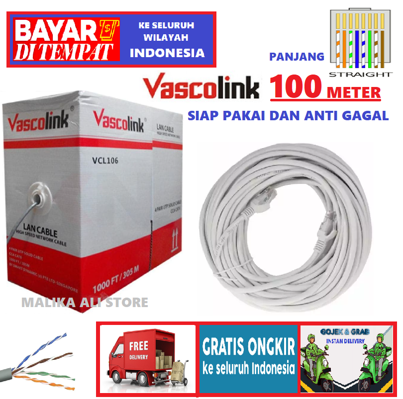 Kabel WIFI ROUTER POE LAN/UTP RJ45 Cat5E Original VASCOLINK 100 Meter ...
