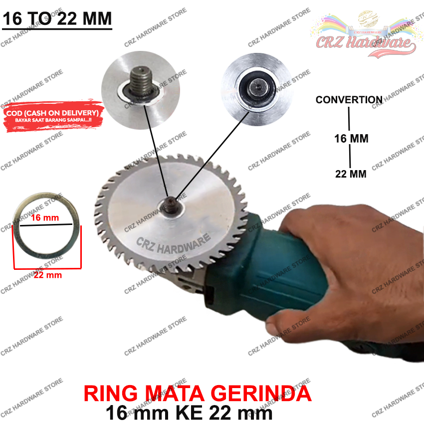 RING MATA GERINDA KONVERSI 16 MM KE 22 MM RING BATU POTONG BESI ...