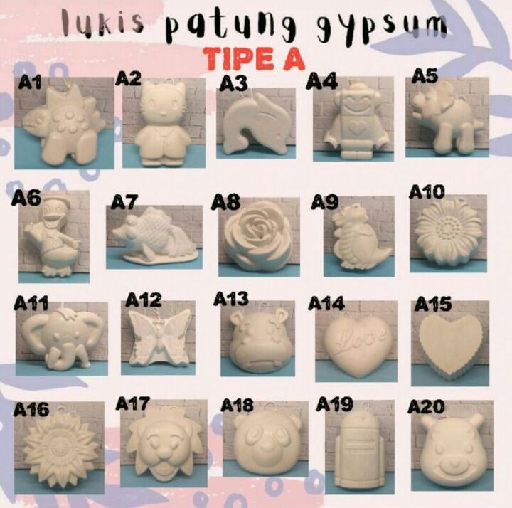 patung lukis gypsum Tipe A / patung gipsum / mainan kreatif edukasi ...