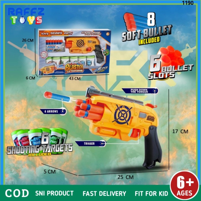 Mainan Anak Pistol Tembakan Kokang Peluru Busa Nerf Soft Bullet Gun ...