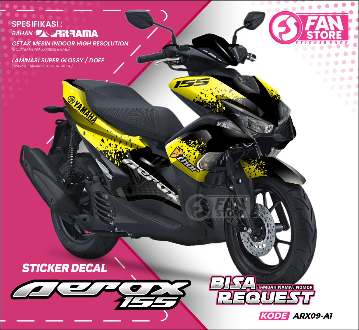 Sticker Aerox 155 Fullbody Decal Aerox Fullbody - Decal Aerox 155 ...