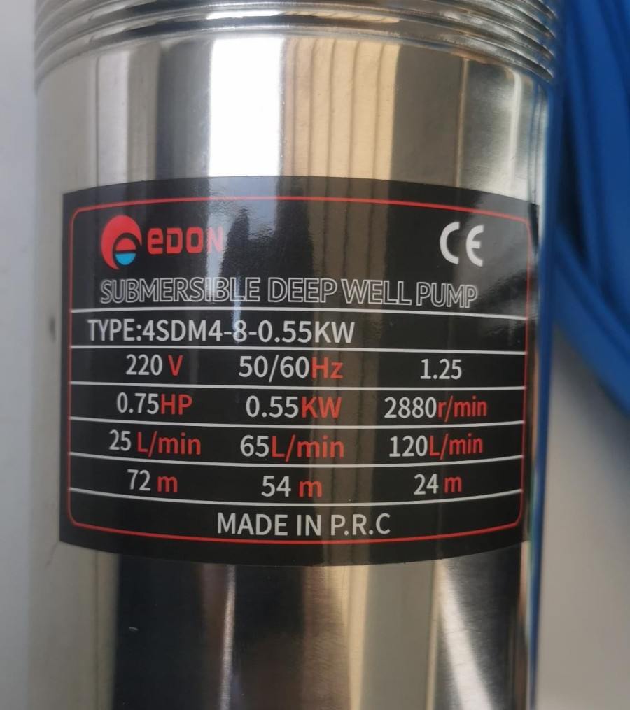 EDON DEEP WELL PUMP WASSER SUBMERSIBLE POMPA AIR WITH CABLE 0.55KW ...
