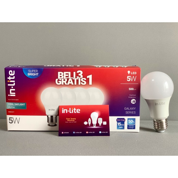 PAKET SUPER MURAH BELI 3 GRATIS 1 LAMPU LED INLITE 5 WATT INB007 ...