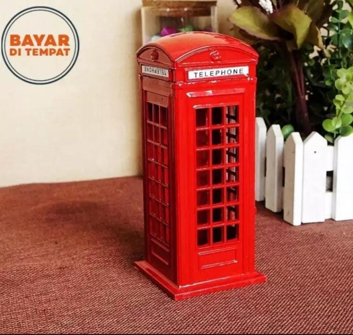 Miniatur telepon London 18cm Miniature pajangan telepon umum london ...