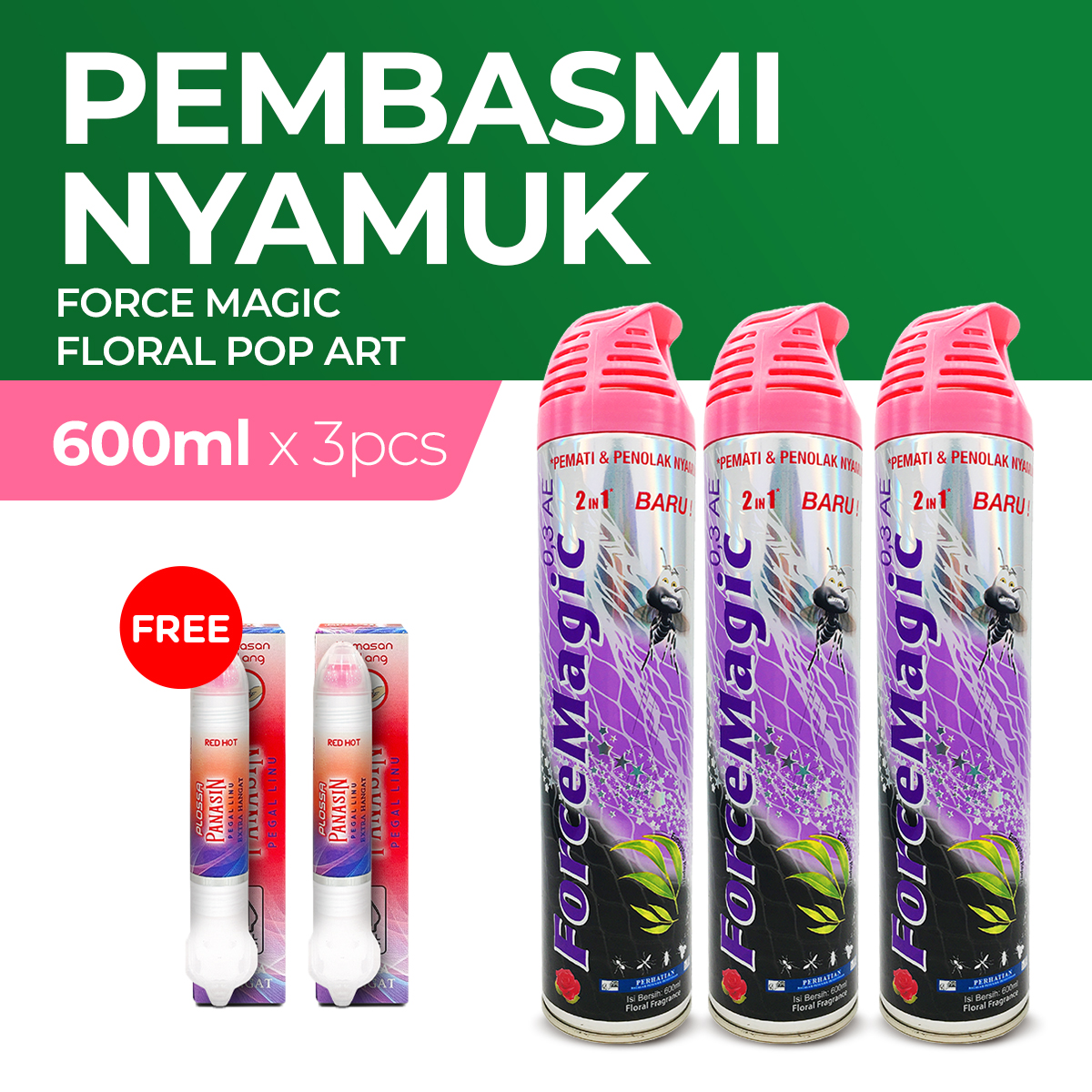 Force Magic Floral x 3 - Bonus 2 Plossa Mini Panasin | Lazada Indonesia
