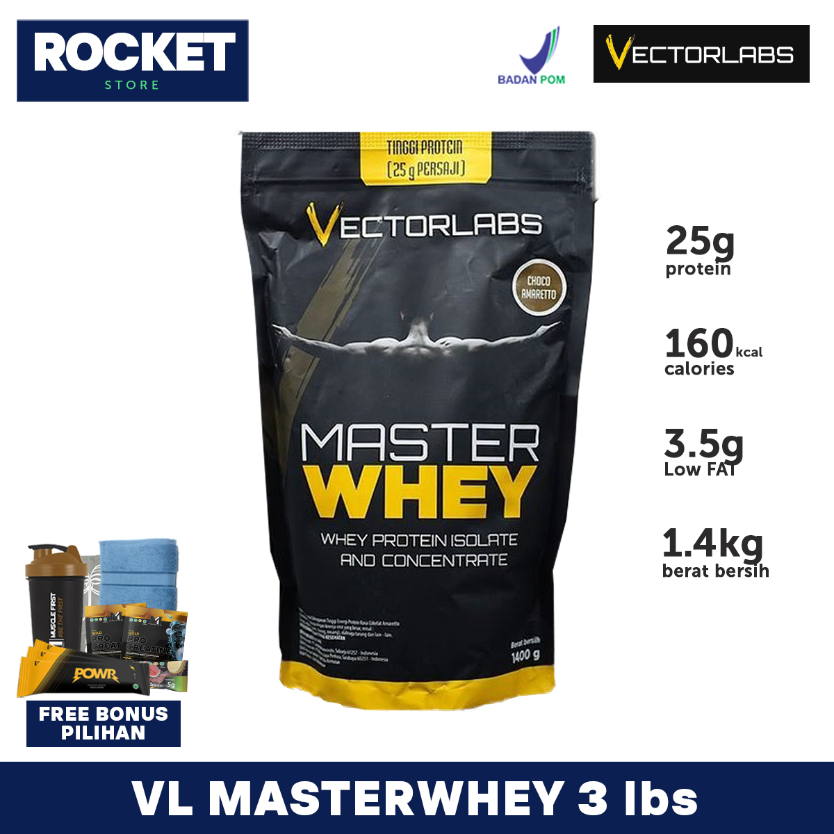 Vectorlabs Masterwhey 3 lbs 1400 gram - Master Whey Protein Concentrate ...