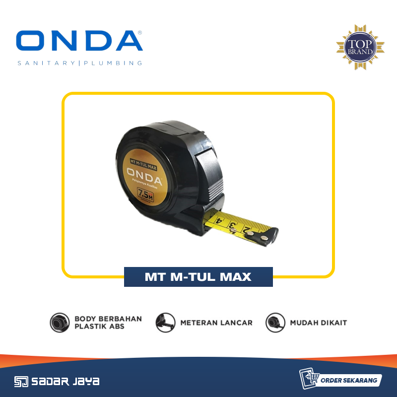 ONDA M-TUL MAX Meteran Panjang 7,5 Meter Measuring Tape Alat Ukur 7.5M ...