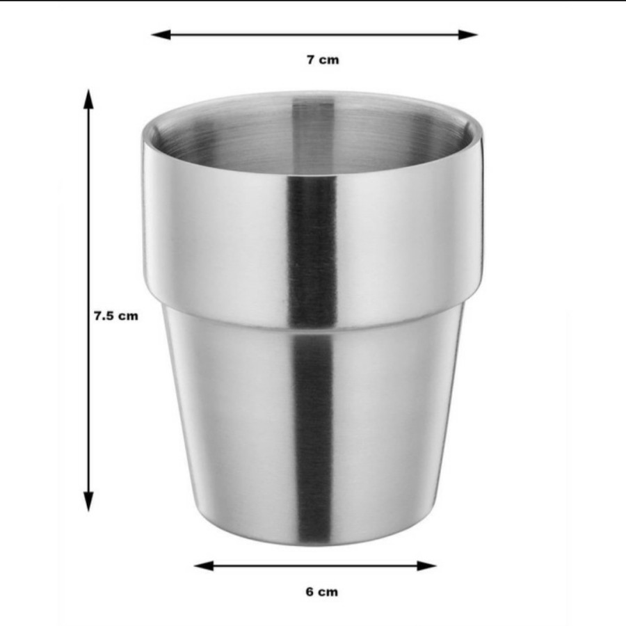 Gelas Korea Stainless Steel SUS 304 / Gelas Stainless Double Wall 7cm ...