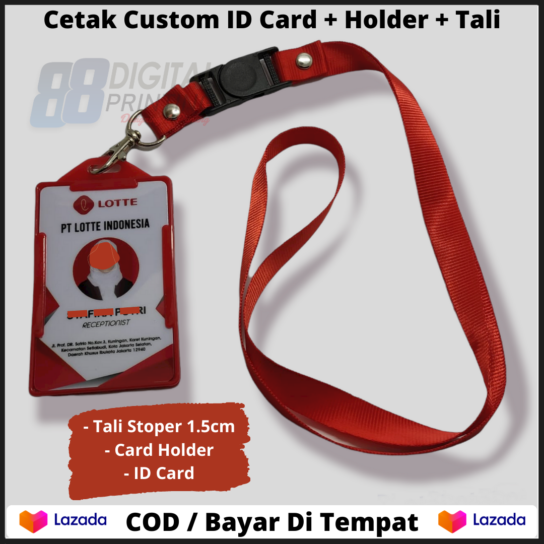 Cetak ID Card Custom Lengkap (Card + Holder + Tali) / Cetak Name Tag ...