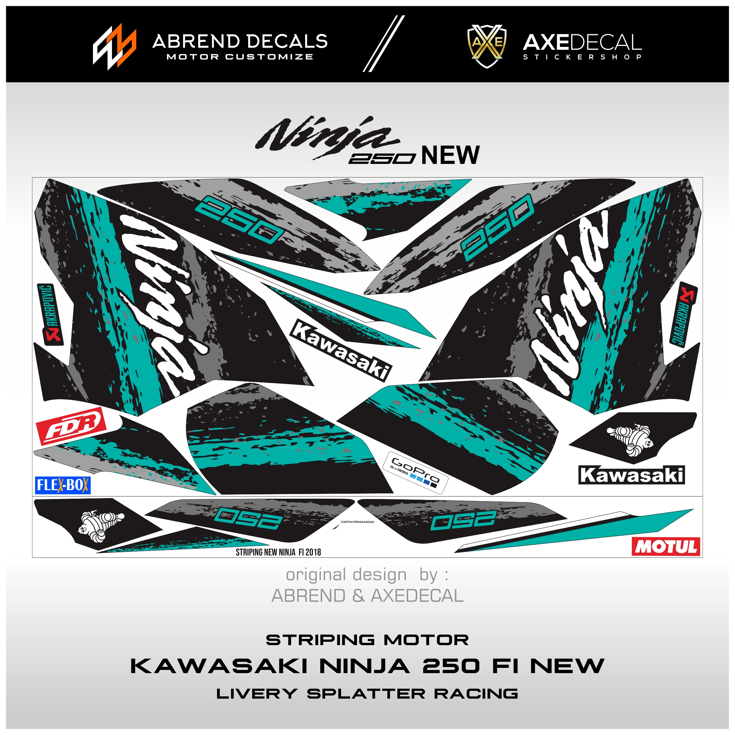 Striping Ninja 250 FI New 2018 Grafis Bercak / Stiker Motor Kawasaki ...