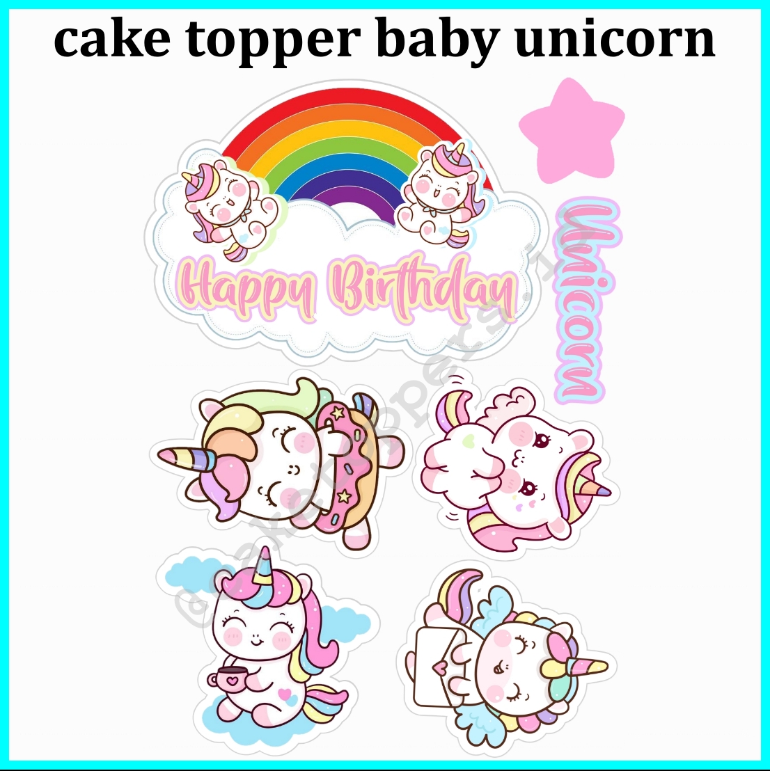 cake topper unicorn/hiasan kue ulang tahun baby unicorn/unicorn gemoy ...