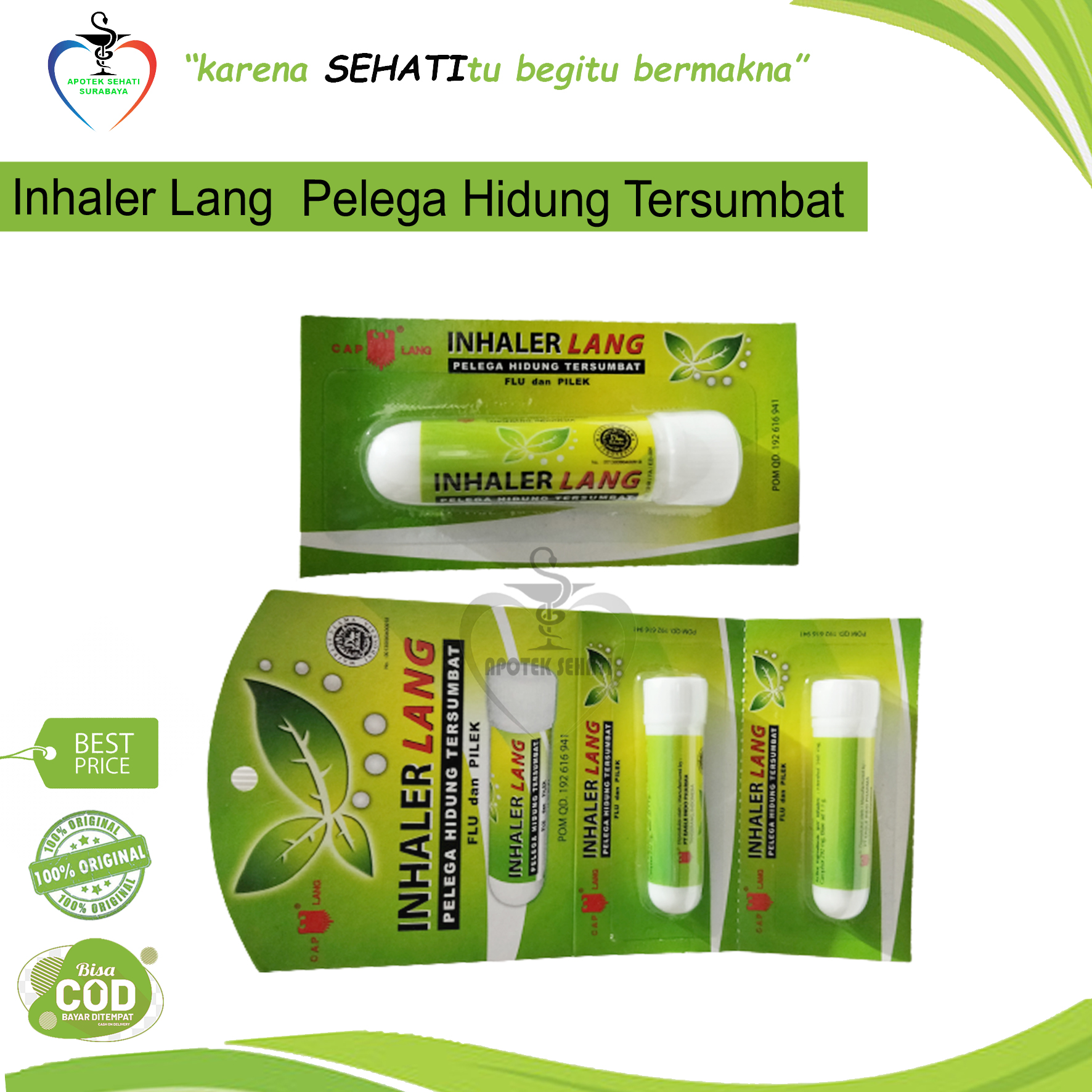 INHALER LANG PELEGA HIDUNG TERSUMBAT PILEK | Lazada Indonesia