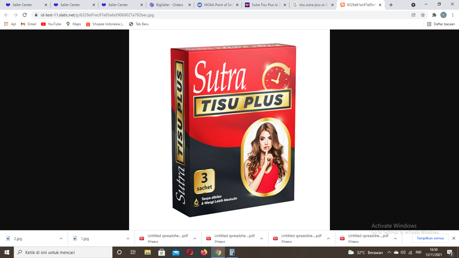 Tissue / Tisu Sutra merah isi 3 sachet / Sutra tisu plus isi 3 sachet ...