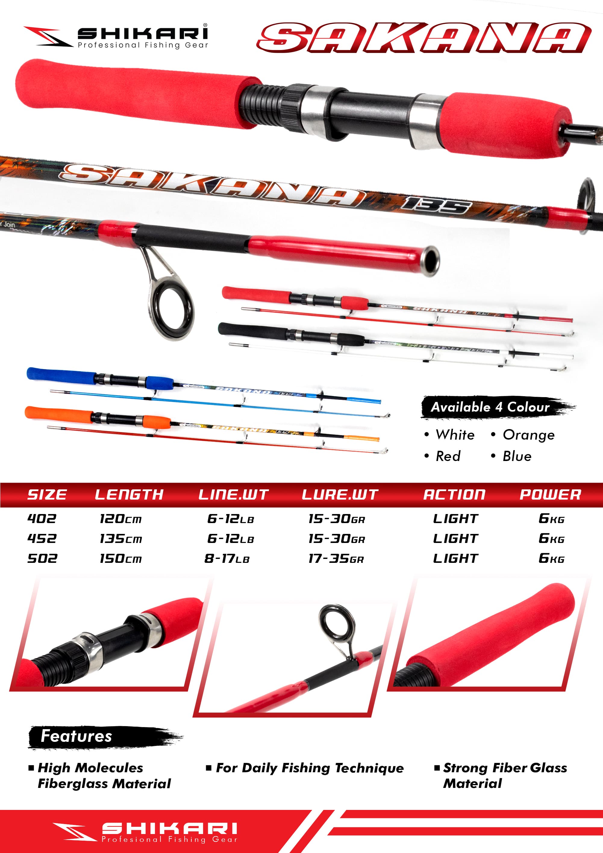 JORAN PANCING SHIKARI SAKANA FIBER SOLID 120 135 150 | Lazada Indonesia