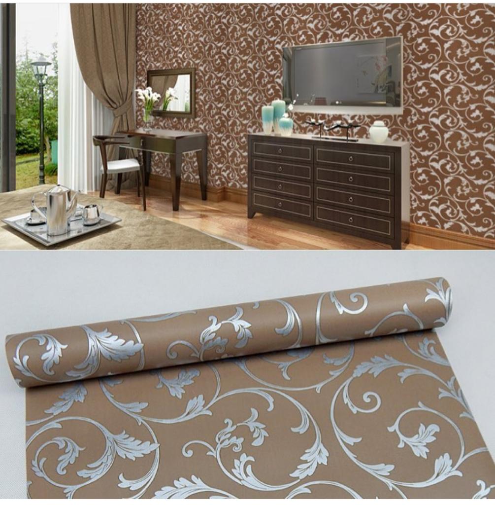 Wallpaper Dinding Motif Batik Halus Dasar Coklat 10m X 45cm Lazada