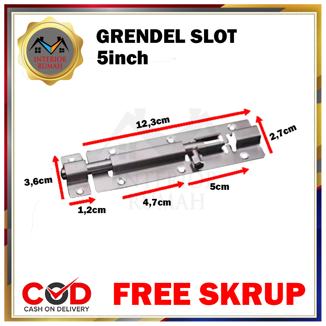 Grendel Slot Pintu Jendela 2 inch, 3 inch, 4 inch, 5 inch / Grendel ...