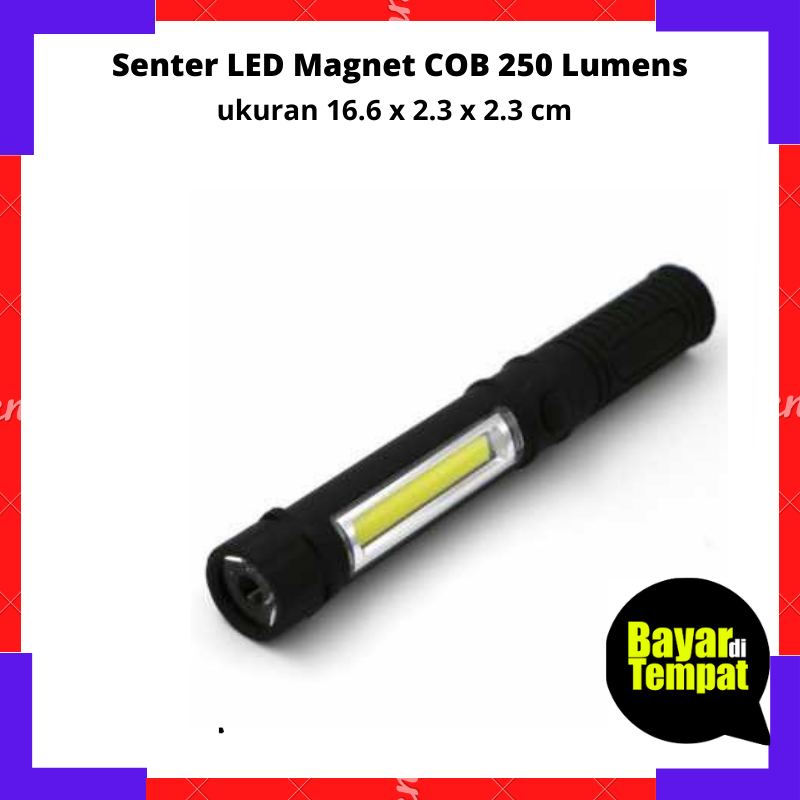 Senter LED Magnet COB 250 Lumens Senter Super Terang Cahaya Putih ...