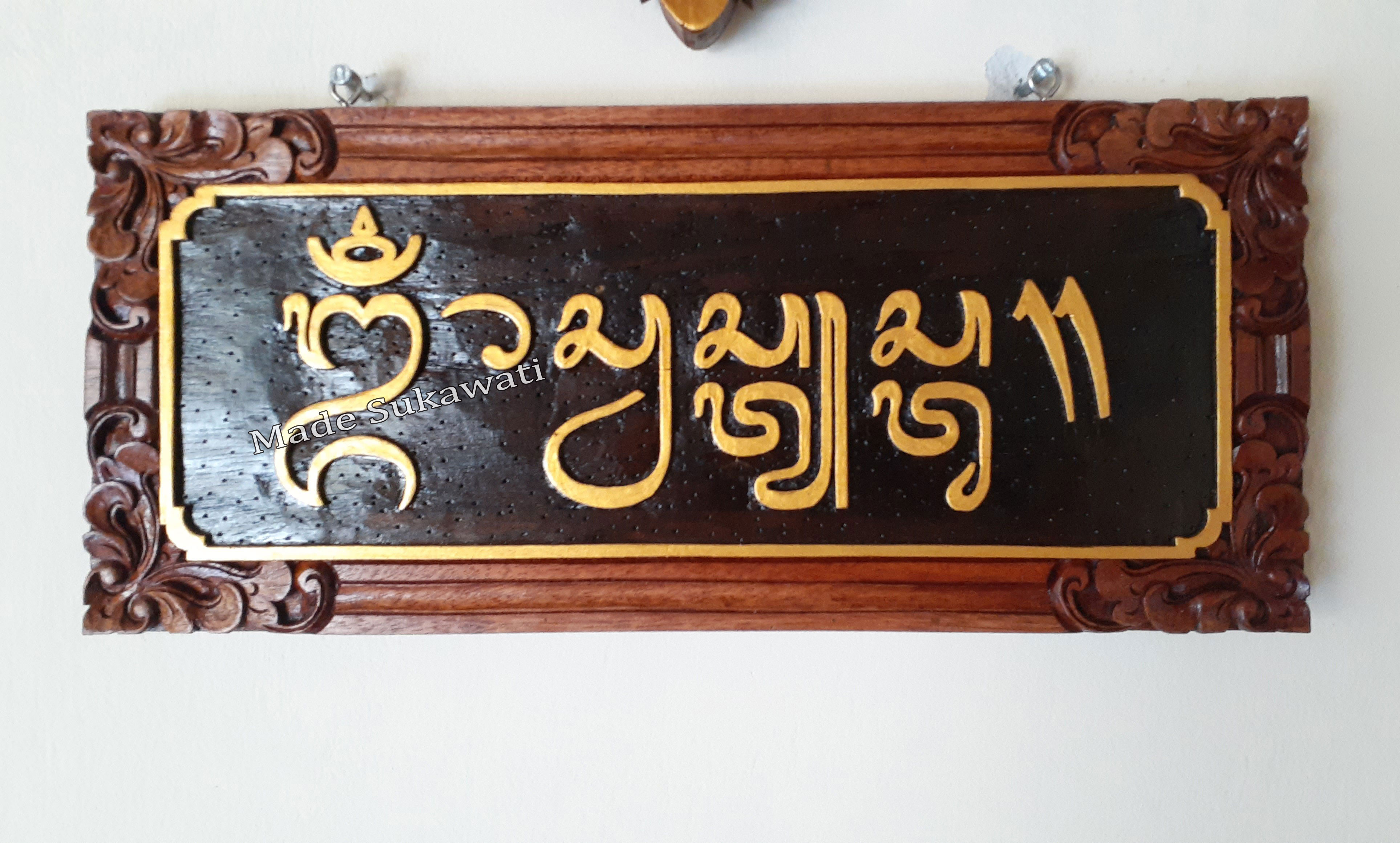 Papan nama dinding Ukir kayu persegi handmade kerajinan ukiran bali ...