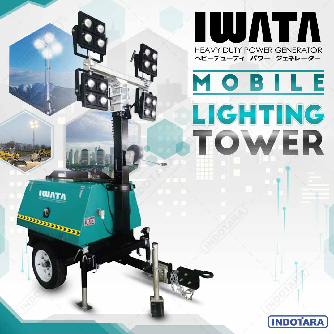 Mobile Light Tower / Lampu Sorot 350Watt x 4 Dengan LED Lamp IW8WS-LPM ...