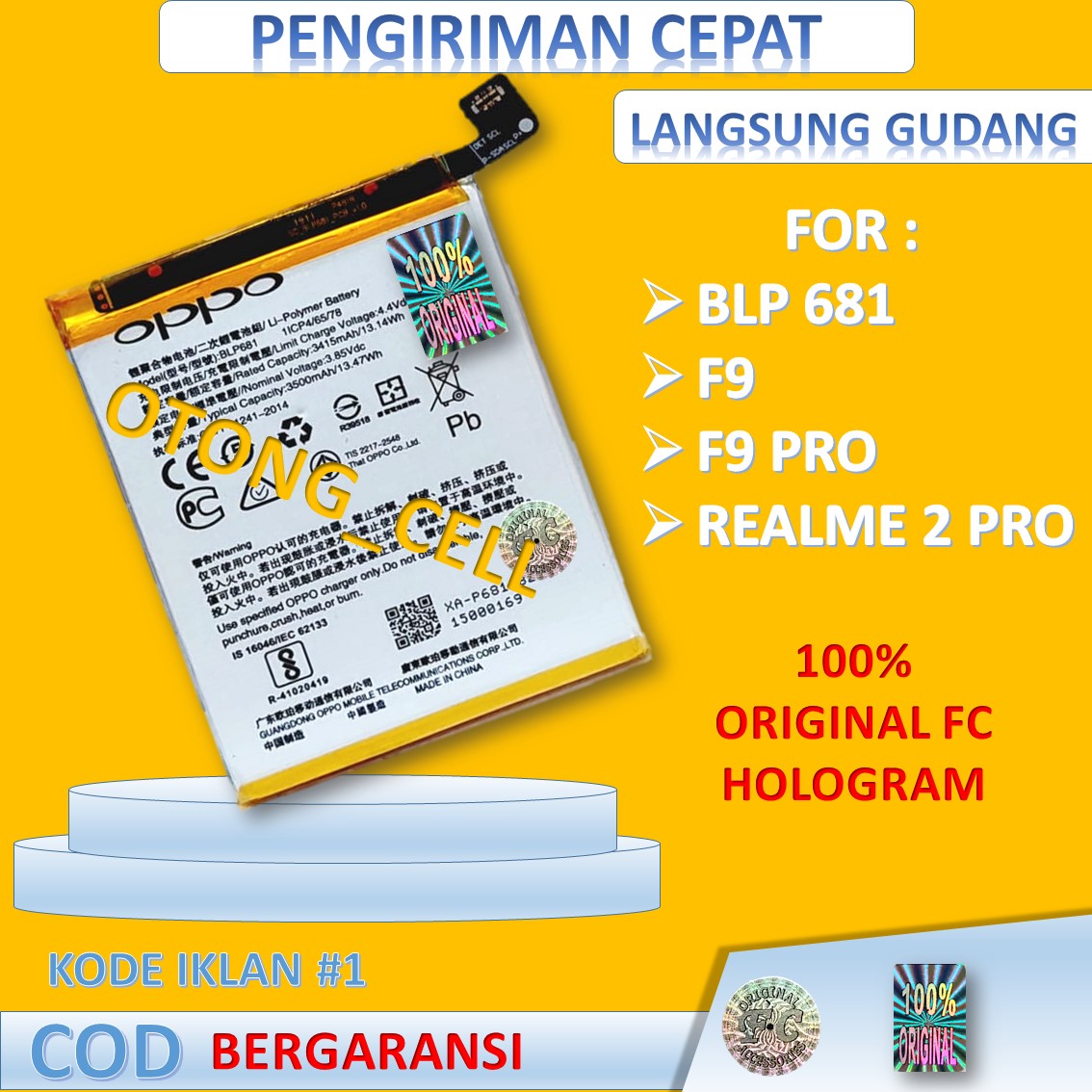 FC BLP 681 BATERAI OPPO F9 BLP681 ORY FC | Lazada Indonesia