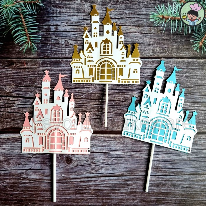 Topper Cake Castle Paper Hiasan Kue Istana Kertas Princess Frozen ...
