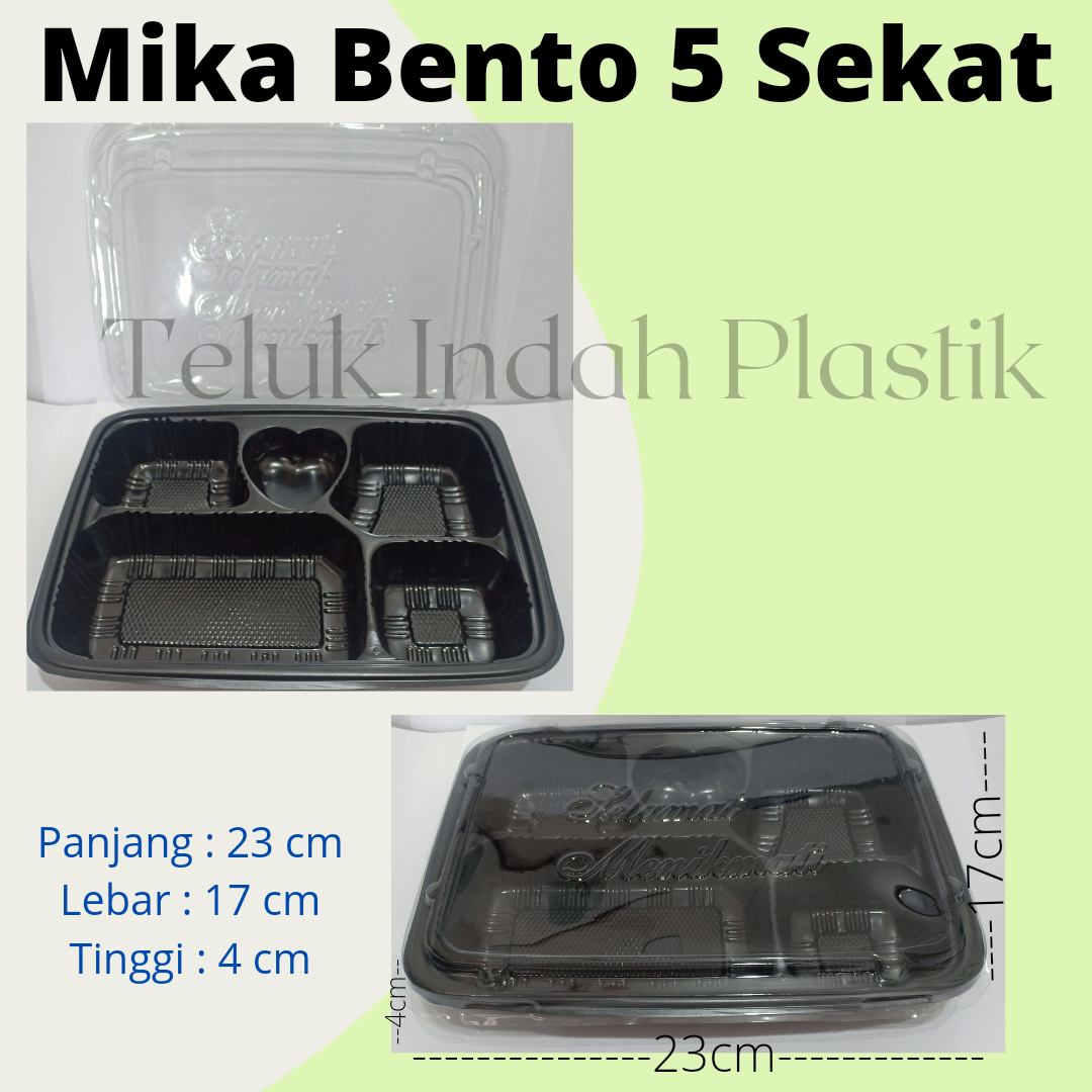 50set Mika Bento 5 Sekat Tray Bento Besar Box Kotak Makan Nasi 5skat ...