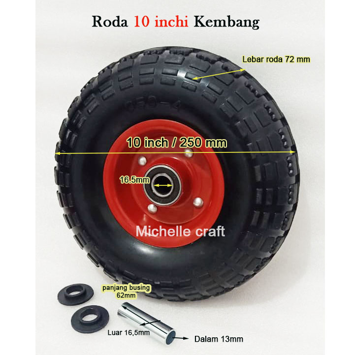 Roda Karet 4"/5"/6"/8 inch Kembang HEAVY DUTY gerobak troli Wheel only ...