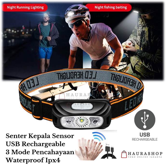 Senter Kepala Sensor Tangan Mini LED Headlamp Rechargeable - SYS ...