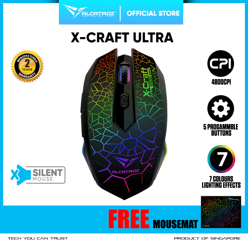Mouse Gaming Alcatroz X-Craft Ultra 1000 Silent Mouse| 4800 CPI ...