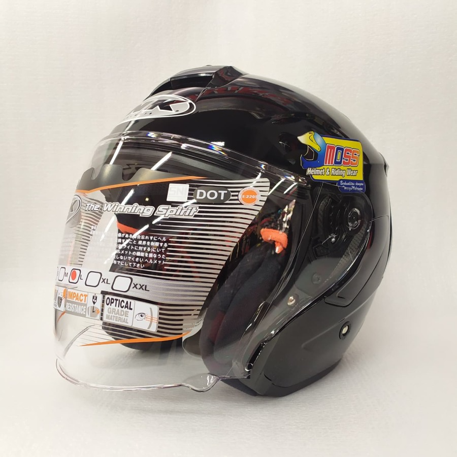 Helm INK Dynamic Solid Black Hitam Glossy Halfface Original | Lazada ...