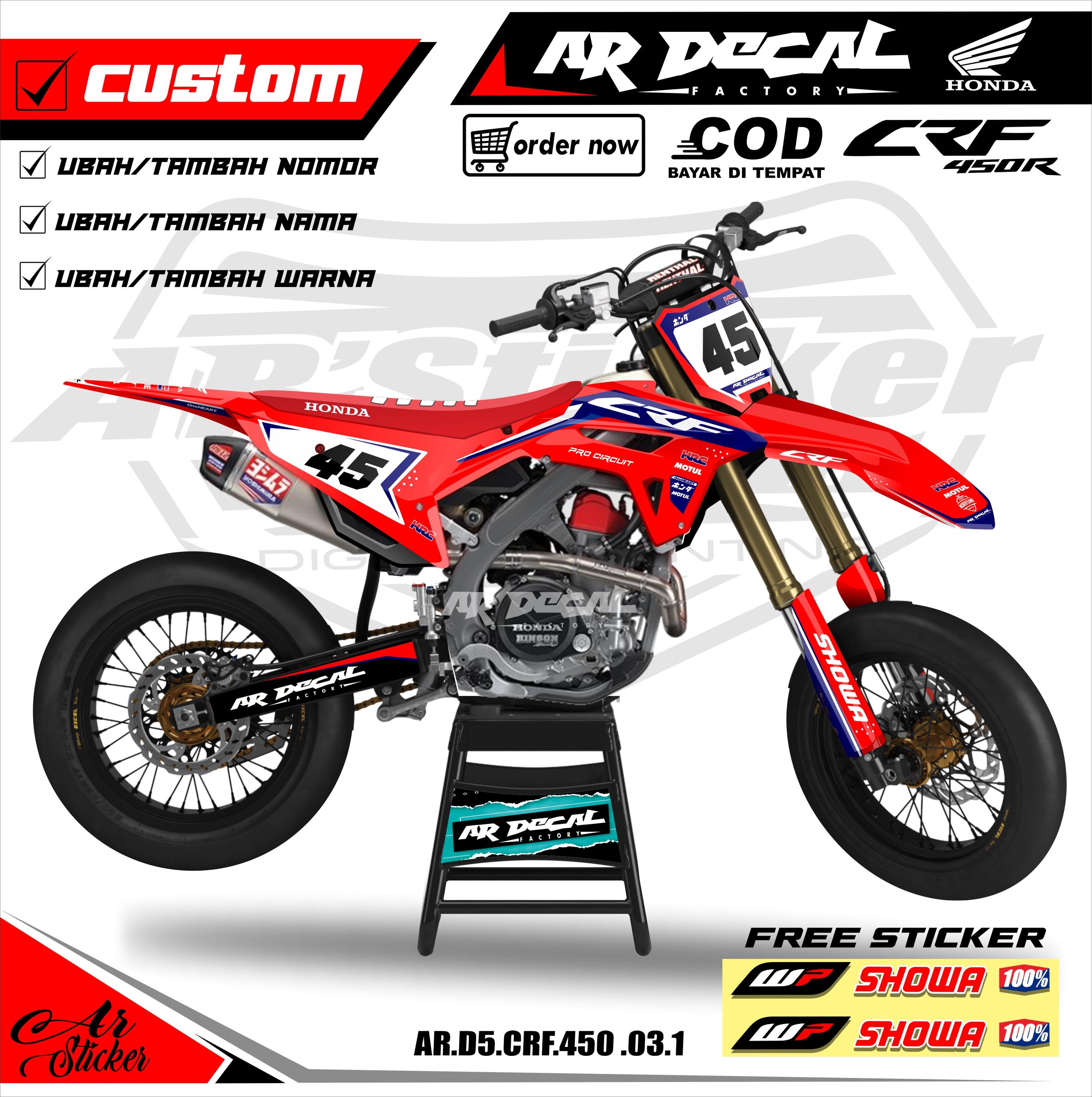 Sticker Dekal CRF 450 Fullbody Stiker motor keren variasi CRF 450 ...