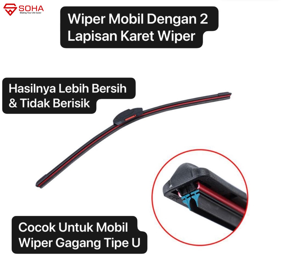 AM-59 Universal Wiper Mobil Kaca Karet Wifer Ganda Cocok Untuk Berbagai ...