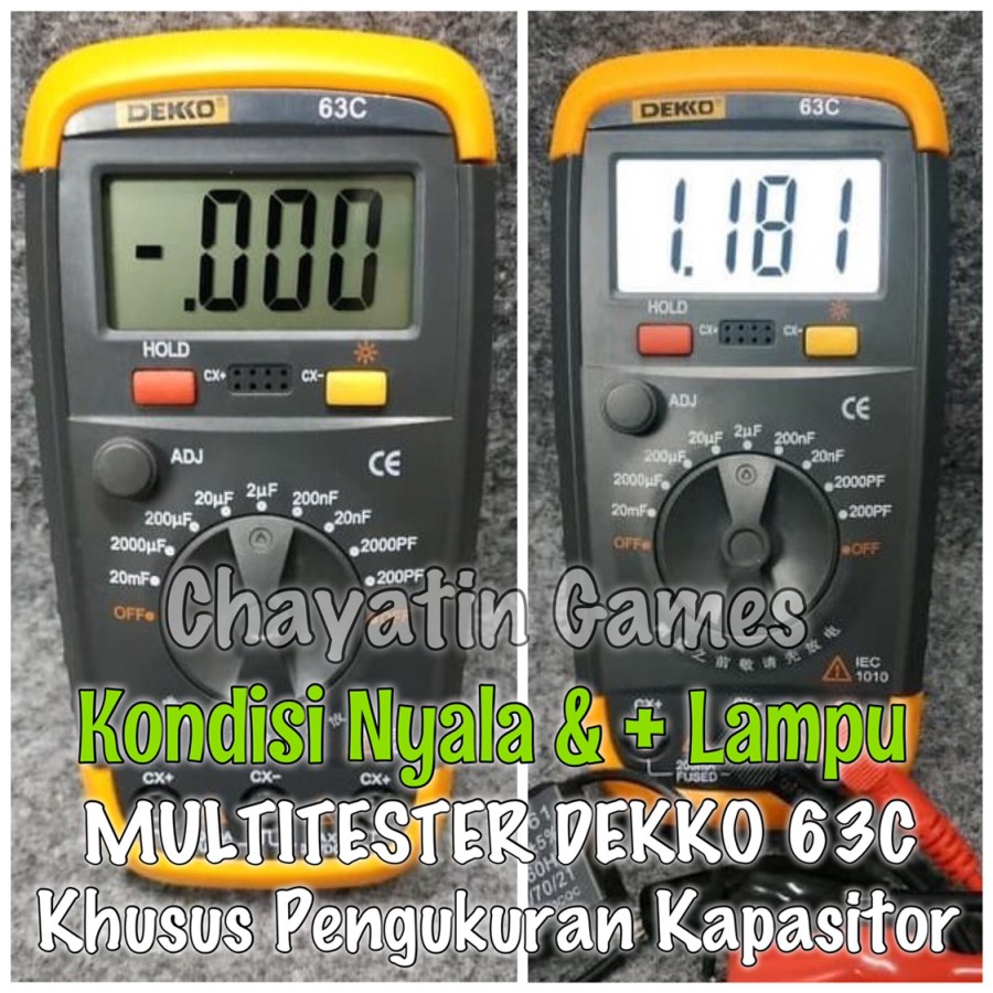 Multitester Avometer Tester Digital Merk DEKKO 63C Khusus Kapasitor ...
