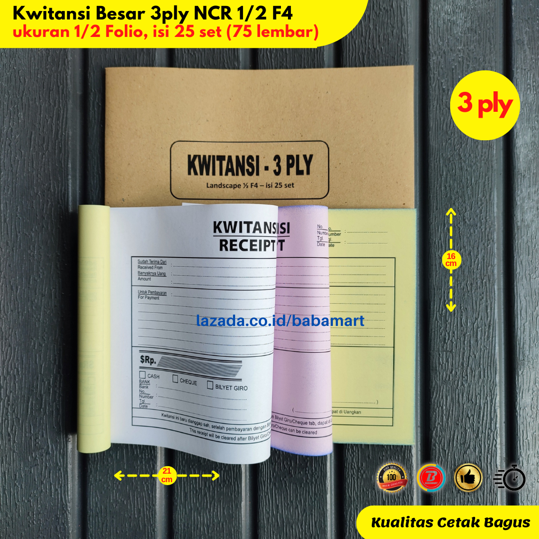 Kwitansi Besar Rangkap 3 Ply NCR 1/2 Folio | Lazada Indonesia